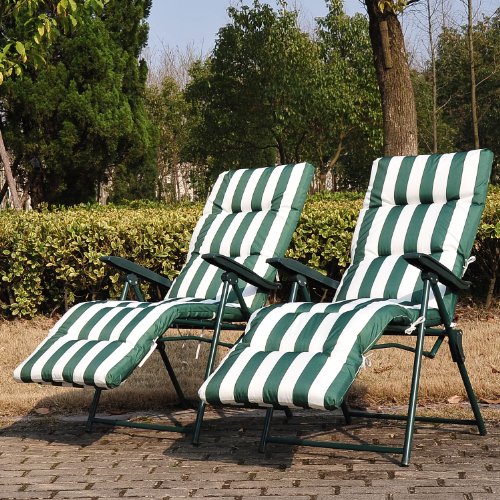 Outsunny Set of 2 Garden Patio Outdoor Sun Recliners Loungers Folding ...